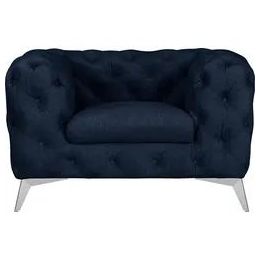 Chesterfield-Sessel Home Affaire "Glynis Sessel", blau (deep ocean), B:125cm H:75cm T:97cm, Struktur (100% Polyester);Samtoptik (100% Polyester), Sessel, aufw&auml;ndige Knopfheftung, moderne Chesterfield Optik, Fu&szlig;farbe w&auml;hlbar