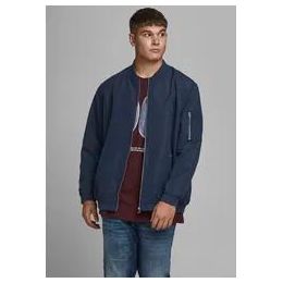 Jack & Jones Bomberjacke "RUSH BOMBER", Herren, Gr. 5XL, blau (navy), Obermaterial: 100% Polyester, JACK & JONES PLUSSIZE, normal, Jacken Bomberjacke, Bis Gr&ouml;&szlig;e 6XL