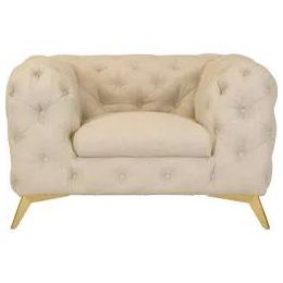 Chesterfield-Sessel Home Affaire "Glynis Sessel", beige (creme), B:125cm H:75cm T:97cm, Struktur (100% Polyester);Samtoptik (100% Polyester), Sessel, aufw&auml;ndige Knopfheftung, moderne Chesterfield Optik, Fu&szlig;farbe w&auml;hlbar