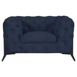 Chesterfield-Sessel Home Affaire "Amaury Sessel", blau, B:125cm H:75cm T:97cm, Struktur (100% Polyester9;Samtoptik (100% Polyester), Sessel, aufw&auml;ndige Knopfheftung, moderne Chesterfield Optik, Fu&szlig;farbe w&auml;hlbar