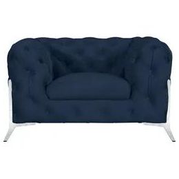 Chesterfield-Sessel Home Affaire "Amaury Sessel", blau, B:125cm H:75cm T:97cm, Struktur (100% Polyester9;Samtoptik (100% Polyester), Sessel, aufw&auml;ndige Knopfheftung, moderne Chesterfield Optik, Fu&szlig;farbe w&auml;hlbar