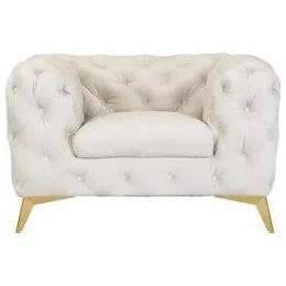 Chesterfield-Sessel Home Affaire "Glynis Sessel", beige, B:125cm H:75cm T:97cm, Struktur (100% Polyester);Samtoptik (100% Polyester), Sessel, aufw&auml;ndige Knopfheftung, moderne Chesterfield Optik, Fu&szlig;farbe w&auml;hlbar