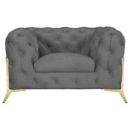 Chesterfield-Sessel Home Affaire "Amaury Sessel", grau, B:125cm H:75cm T:97cm, Struktur (100% Polyester9;Samtoptik (100% Polyester), Sessel, aufw&auml;ndige Knopfheftung, moderne Chesterfield Optik, Fu&szlig;farbe w&auml;hlbar