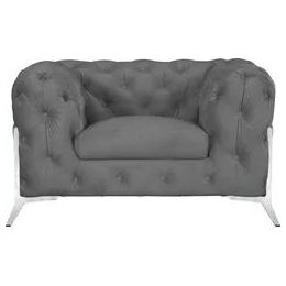 Chesterfield-Sessel Home Affaire "Amaury Sessel", grau, B:125cm H:75cm T:97cm, Struktur (100% Polyester9;Samtoptik (100% Polyester), Sessel, aufw&auml;ndige Knopfheftung, moderne Chesterfield Optik, Fu&szlig;farbe w&auml;hlbar
