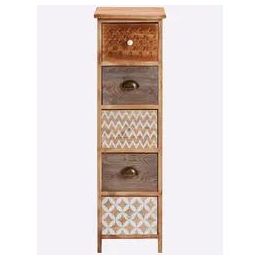 Kommode Heine HOME, beige (natur), B:30cm H:98cm T:30cm, Massivholz, Sideboards, Kommode