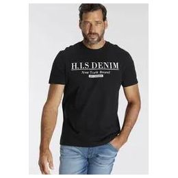 H.I.S. T-Shirt H.I.S, Herren, Gr. 3XL (64/66), schwarz, Single Jersey, Obermaterial: 100% Baumwolle, bedruckt, Basic schmal, Rundhals, Shirts T-Shirt, schmale Passform, bedrucktes Design, Rundhalsausschnitt