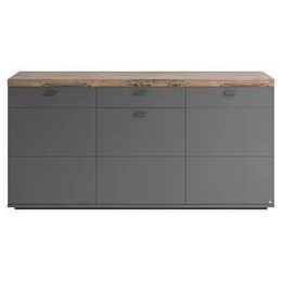 Sideboard "Lancaster", grau (grau mit eiche ribbeck cognac oberplatte komplett), B:180cm H:89,7cm T:43,8cm, SET ONE BY Musterring, Sideboards, Sideboard, In 2 Farben, mit unterschiedlichen Oberplatten ausw&auml;hlbar