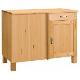 Eckunterschrank Home Affaire "Alby", beige (natur gebeizt, gewachst), B:110cm H:85cm T:60cm, Schr&auml;nke, Eckunterschrank, Breite 110 cm, 1 T&uuml;r und 1 Schublade