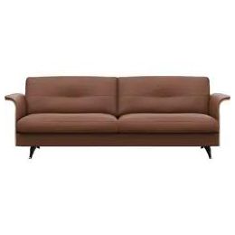 3-Sitzer FLEXLUX "Glow, super bequem durch hochwertigem Sitzaufbau mit Federkern", braun (old chestnut braun), B:224cm H:81cm T:91cm, 100% Echteder, Sofas, Modernes skandinavisches Design