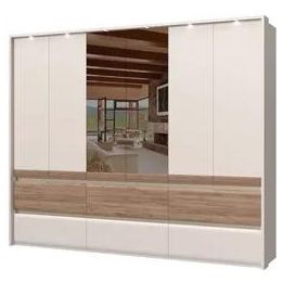 Kleiderschrank OTTO HOME "Invictus, UV lackiert, FSC-zertifiziert, grifflose Optik", beige (kaschmirfarbe), B:277cm H:226cm T:60cm, Schr&auml;nke, Kleiderschrank, mit Beleuchtung und Spiegel, in 4 Breiten, hoher Schrank (226cm)
