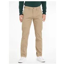 Chinohose Tommy Hilfiger "Chino Denton 1985 PIMA CO", Herren, Gr. 33, L&auml;nge 32, beige, Web, Obermaterial: 96% Baumwolle, 4% Elasthan, unifarben, straight fit lang, Hosen Chinohose, Straight Fit