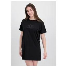 T-Shirt Alpha Industries "Basic Long T-Shirt Glitter W", Damen, Gr. S, schwarz (schwarz, schwarz), Obermaterial: 100% Baumwolle, Shirts T-Shirt