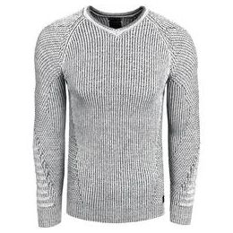 Strickpullover Rusty Neal, Herren, Gr. XL, grau (hellgrau), 70% Polyacryl, 30% Baumwolle, mehrfarbig, unifarben, normal, V-Ausschnitt, Pullover Strickpullover, mit ausgefallenem Strickmuster