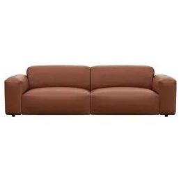 3-Sitzer FLEXLUX "Lucera Sofa, super bequem durch hochwertigen Sitzaufbau mit Kaltschaum", braun (old chestnut braun), B:252cm H:73cm T:102cm, 100% Echteder, Sofas, modern & anschmiegsam, Designsofa