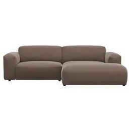 Ecksofa FLEXLUX "Lucera Chaislongue rechts oder links, L-Form, bequem", braun (taupe braun), B:257cm H:73cm T:171cm, 85% Polyester/15%Polyamide, Sofas, Ecksofa, modern & anschmiegsam, Kaltschaum, Stahl-Wellenunterfederung