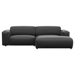 Ecksofa FLEXLUX "Lucera Chaislongue rechts oder links, L-Form, bequem", schwarz (deep schwarz), B:257cm H:73cm T:171cm, 100% Echteder, Sofas, Ecksofa, modern & anschmiegsam, Kaltschaum, Stahl-Wellenunterfederung