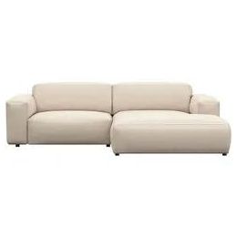 Ecksofa FLEXLUX "Lucera Chaislongue rechts oder links, L-Form, bequem", wei&szlig; (warm wei&szlig;), B:257cm H:73cm T:171cm, 100% Echteder, Sofas, Ecksofa, modern & anschmiegsam, Kaltschaum, Stahl-Wellenunterfederung
