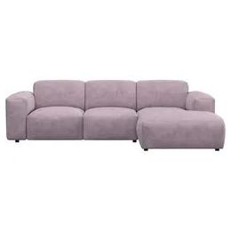 Ecksofa FLEXLUX "Lucera Chaislongue rechts oder links, L-Form, bequem", lila (soft lavender), B:251cm H:73cm T:171cm, 85% Polyester/15%Polyamide, Sofas, Ecksofa, modern & anschmiegsam, Kaltschaum, Stahl-Wellenunterfederung