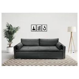 Schlafsofa Home Affaire "Andrea, B: 218 cm, Liegel. 158x198 cm", grau (anthrazit), B:218cm T:96cm, 100%Polyester, Sofas, Schlafsofa, Bettfunktion & Bettkasten, Dauerschlafsofa mit Boxspring