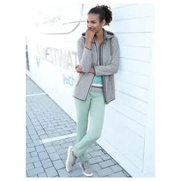 Fleecejacke Casual Looks, Damen, Gr. 36, grau (grau, meliert), 100% Polyester, unifarben, Jacken Fleecejacke