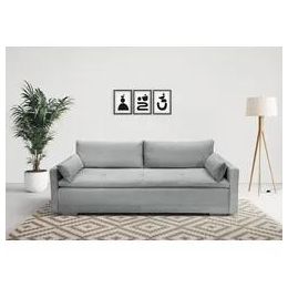 Schlafsofa Home Affaire "Andrea, B: 218 cm, Liegel. 158x198 cm", grau (hellgrau), B:218cm T:96cm, 100%Polyester, Sofas, Schlafsofa, Bettfunktion & Bettkasten, Dauerschlafsofa mit Boxspring