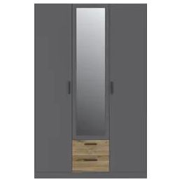 Kleiderschrank FORTE, grau (uni wolfram grau, flagstaff eiche hell), B:135,6cm H:210,5cm T:54,5cm, Schr&auml;nke, Kleiderschrank