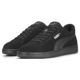 Sneaker Puma "SMASH 3.0", Damen, Gr. 47, schwarz (Puma schwarz, Puma schwarz, Puma silber), Leder, unifarben, Schuhe Sneaker, klassische Tennissport-Silhouette, gepufferter Schuhkragen
