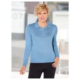 Classic Dog Polokragenpullover CLASSIC "Polopullover", Damen, Gr. 54, blau (bleu), 70% Polyacryl, 30% Schurwolle, unifarben, figurumspielend, Pullover