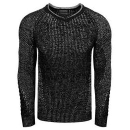 Strickpullover Rusty Neal, Herren, Gr. XXL, schwarz, 70% Polyacryl, 30% Baumwolle, mehrfarbig, unifarben, normal, V-Ausschnitt, Pullover Strickpullover, mit ausgefallenem Strickmuster