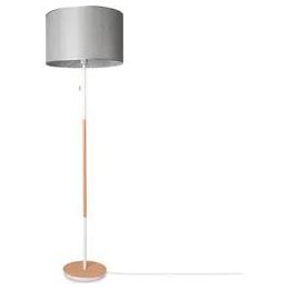 Paco Home Stehlampe "EK CA UNI COLOR", grau (grau natur wei&szlig;), &Oslash; 45,5cm H: 157cm, Leuchten, Stoffschirm Wohnzimmer Skandi Standleuchte E27 Einfarbig Stofflampe, Stehlampe