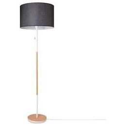 Paco Home Stehlampe "EK CA UNI COLOR", schwarz (schwarz natur wei&szlig;), &Oslash; 45,5cm H: 157cm, Leuchten, Stoffschirm Wohnzimmer Skandi Standleuchte E27 Einfarbig Stofflampe, Stehlampe