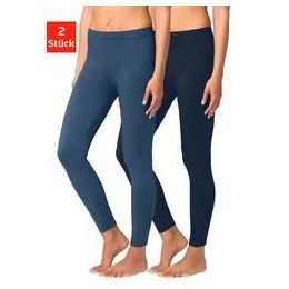 Leggings Vivance ACTIVE, Damen, Gr. 36/38, N-Gr, blau (jeans, denim), Single Jersey, Obermaterial: 95% Baumwolle, 5% Elasthan. Melange in der Packung: 60% Baumwolle, 35% Polyester, 5% Elasthan, unifarben, Basic, Basic lang, Hosen Leggings, mit Gummibund, Loungewear