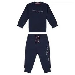 Shirt & Hose Tommy Hilfiger "BABY ESSENTIAL CREWSUIT", Jungen, Gr. 92, blau (dunkelblau), Sweatware, Obermaterial: 95% Baumwolle, 5% Elasthan, KOB Set-Artikel