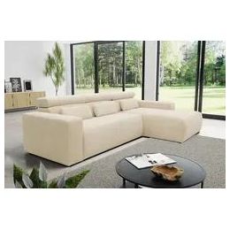 Ecksofa DOMO collection "Brandon gro&szlig;e Ausf&uuml;hrung B/T/H: 289/177/80 cm, auch in Leder und Cord", beige (creme), B:285cm H:80cm T:175cm, Luxus-Microfaser in Antikleder-Optik (100% Polyester);Luxus-Microfaser (100% Polyester);Kunstleder SOFTLUX, Sofas, Ecksofa, ohne Sitztiefenverstellung, Cord, creme