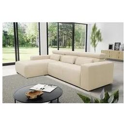 Ecksofa DOMO collection "Brandon gro&szlig;e Ausf&uuml;hrung B/T/H: 289/177/80 cm, auch in Leder und Cord", beige (creme), B:285cm H:80cm T:175cm, Luxus-Microfaser in Antikleder-Optik (100% Polyester);Luxus-Microfaser (100% Polyester);Kunstleder SOFTLUX, Sofas, Ecksofa, ohne Sitztiefenverstellung, Cord, creme