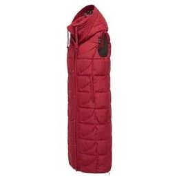 Steppweste Navahoo "Brezelchen", Damen, Gr. XS (34), rot (dunkelrot), Oberstoff: 100% Polyester; Futter: 100% Polyester; Wattierung: 100% Polyester, gerade ca. Mitte Wade, hoch geschlossener Ausschnitt, Westen Steppweste, Warme, lange Damen Outdoor-Weste mit Kapuze