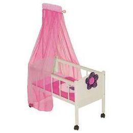 Puppenbett Roba "Happy Fee", beige (natur, pink), Puppenm&ouml;bel, KinderB:57cm T:31cm, mit Himmel, B:57cm T:31cm