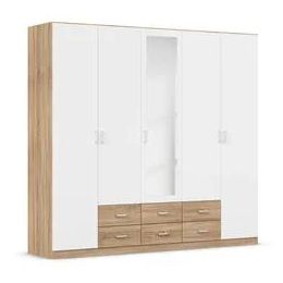 Kleiderschrank Rauch "Schrank Garderobe W&auml;scheschrank GAMMA in 3 Breiten", wei&szlig; (eiche sonoma, alpinwei&szlig;), B:226cm H:210cm T:54cm, Holzwerkstoff, Schr&auml;nke, Kleiderschrank, viel Stauraum mit 6 Schubladen, mit Spiegel TOPSELLER MADE IN GERMANY, Topseller