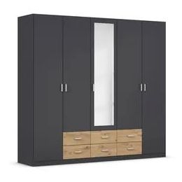 Kleiderschrank Rauch "Schrank Garderobe W&auml;scheschrank GAMMA in 3 Breiten", grau (graumetallic, eiche artisan), B:226cm H:210cm T:54cm, Holzwerkstoff, Schr&auml;nke, Kleiderschrank, viel Stauraum mit 6 Schubladen, mit Spiegel TOPSELLER MADE IN GERMANY, Topseller