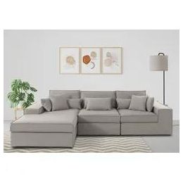 Ecksofa OTTO HOME "Florid L-Form", beige, B:280cm H:75cm T:162cm, Baumwollmix (60% Baumwolle/40% Leinen);Struktur fein (100% Polyester);Samtoptik (100% Polyester);Samtvelours (100% Polyester);Struktur (100% Polyester);Struktur recycelt (100% recyceltes Polyester), Sofas, Ecksofa, 3 Teile, bestehend aus Modulen, viele Bezugsqualit&auml;ten, auch in Cord