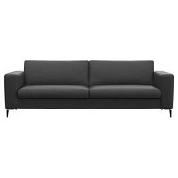 3-Sitzer FLEXLUX "Fiore, super Sitzkomfort durch Kaltschaum im Sitz", schwarz (deep schwarz), B:229cm H:85cm T:92cm, 100% Echteder, Sofas, breite Armlehnen, F&uuml;&szlig;e Alu+schwarz
