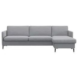 Ecksofa FLEXLUX "Fiore, super Sitzkomfort durch Kaltschaum im Sitz, L-Form", grau (sophisto gre), B:247cm H:85cm T:92cm, 100% Polyester, Sofas, Ecksofa, schmale Armlehnen, F&uuml;&szlig;e Alu+schwarz