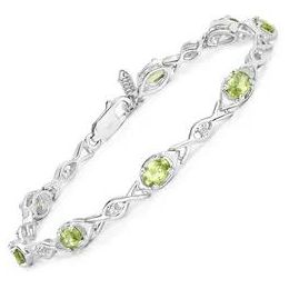 Armband VIRA JEWELS "925-Sterling Silber rhodiniert Gl&auml;nzend Peridot gr&uuml;n", wei&szlig;, Armb&auml;nder, Damen, 19cm, Silber 925 (Sterlingsilber), gl&auml;nzend, Armband