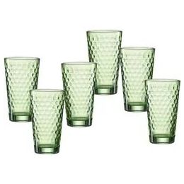 Ritzenhoff & Breker Longdrinkglas RITZENHOFF & BREKER "Favo, 6-teilig", gr&uuml;n, H:14,2cm &Oslash;:8,4cm, Glas, Trinkgef&auml;&szlig;e, 6er Set, je 350 ml