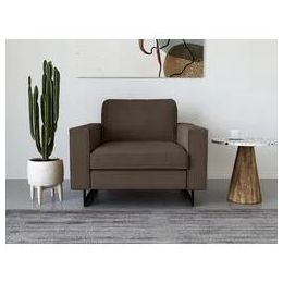 Loveseat Home Affaire "Pinto 105 cm, Cord, Chenille, Lederoptik", braun, B:105cm H:85cm T:97cm, 92% Polyester, 8% Nylon, Sessel, mit Keder, Metallf&uuml;&szlig;en und auch in Cord Bezug erh&auml;ltlich