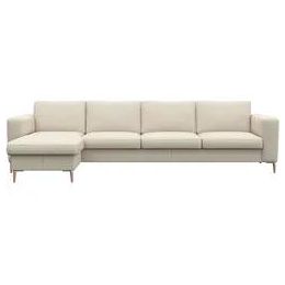Ecksofa FLEXLUX "Fiore, super bequem durch hochwertigen Sitzaufbau mit Kaltschaum", wei&szlig; (warm wei&szlig;), B:295cm H:85cm T:159cm, 100% Echteder, Sofas, Ecksofa, breite Armlehnen, F&uuml;&szlig;e Alu+ Eiche, L-Form