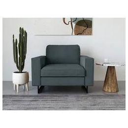 Loveseat Home Affaire "Pinto 105 cm, Cord, Chenille, Lederoptik", gr&uuml;n (azur), B:105cm H:85cm T:97cm, 92% Polyester, 8% Nylon, Sessel, mit Keder, Metallf&uuml;&szlig;en und auch in Cord Bezug erh&auml;ltlich