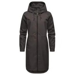 Outdoorjacke Ragwear "Belinka", Damen, Gr. L (40), grau (dunkelgrau), Obermaterial: 100% Polyester. Innenfutter: 100% Polyester, Basic, gerade knieumspielend, mit Kn&ouml;pfen normaler Saum mit Druckkn&ouml;pfen, Jacken Outdoorjacke, Wasserdichte lange und sehr leichte &Uuml;bergangsjacke
