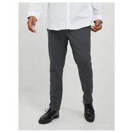 Jack & Jones PlusSize Chinohose "JPSTMARCO JJCOOPER CHINO NOOS PLS", Herren, Gr. 46 (6XL), L&auml;nge 34, grau (dunkelgrau melange), Web, Obermaterial: 52% Polyester, 21% Nylon, 17% Viskose, 10% Elasthan, JACK & JONES PLUSSIZE, meliert, slim fit kn&ouml;chellang, Hosen Chinohose