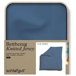 Bettbezug Schlafgut "Premium Bettbezug Knitted Jersey (1 St)", blau (blau mid), B:200cm L:200cm, Jersey, Obermaterial: 95% Baumwolle, 5% Elasthan, Bettbez&uuml;ge, Ton-in-Ton Rei&szlig;verschluss, Bio-Baumwolle mit Elasthan, Uni, OEKO Tex